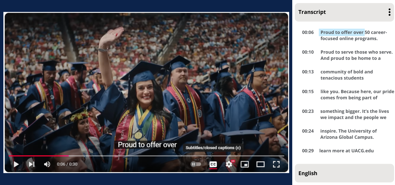 Transcript Creation and Accessibility | UAGC